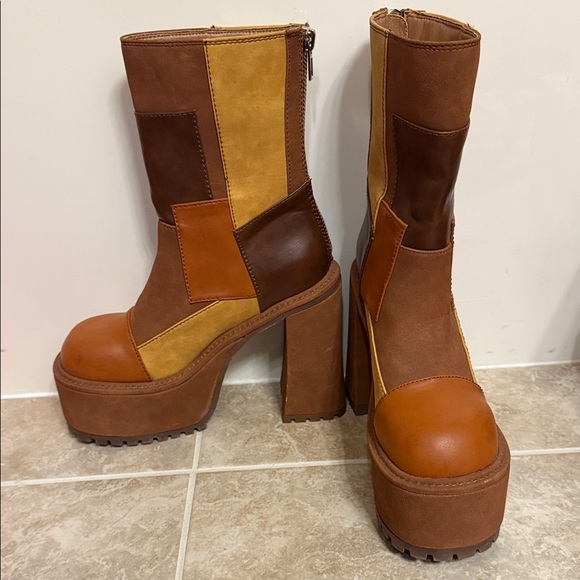 Current Mood | Shoes | Dolls Kill Current Mood Brown Patchwork Platform ...
